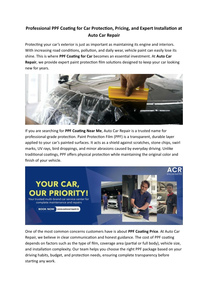 PPT - Professional PPF Coating for Car Protection - Auto Car Repair ...