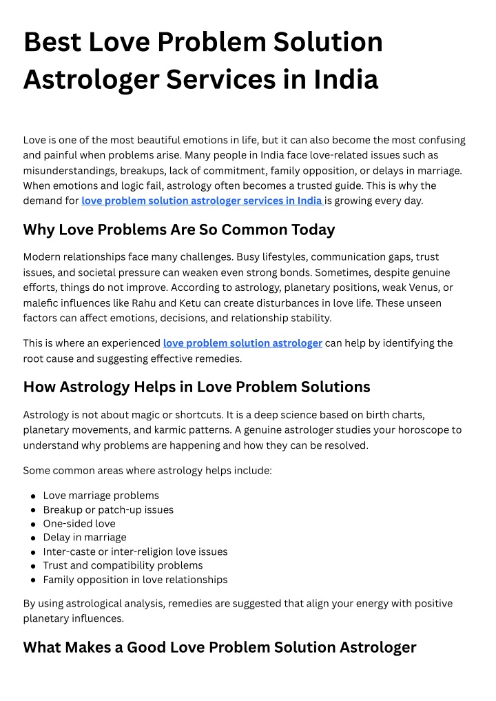 PPT - Love Problem Solution Astrologer Services – Shivam Joshi Ji ...