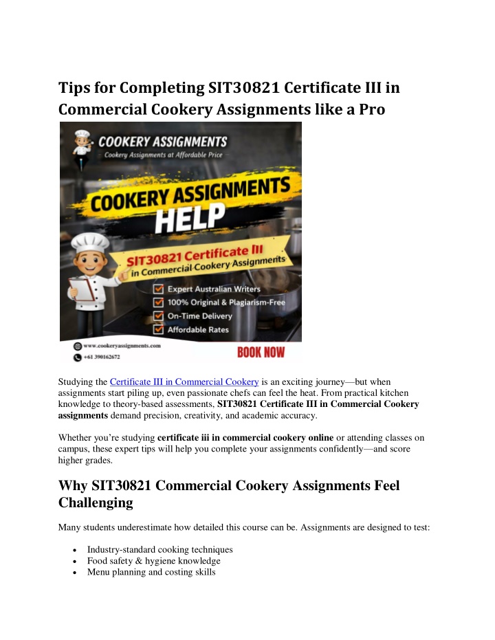 PPT - Tips for Completing SIT30821 Certificate III in Commercial ...