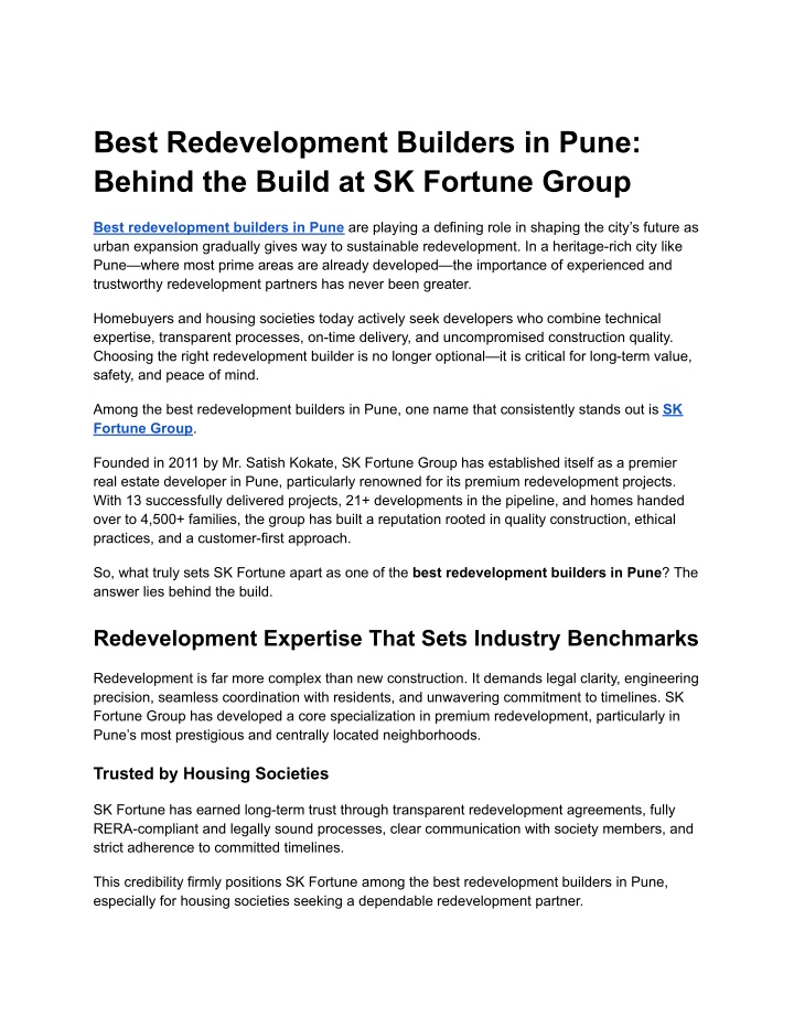 PPT - Best Redevelopment Builders in Pune | Trusted Projects PowerPoint ...