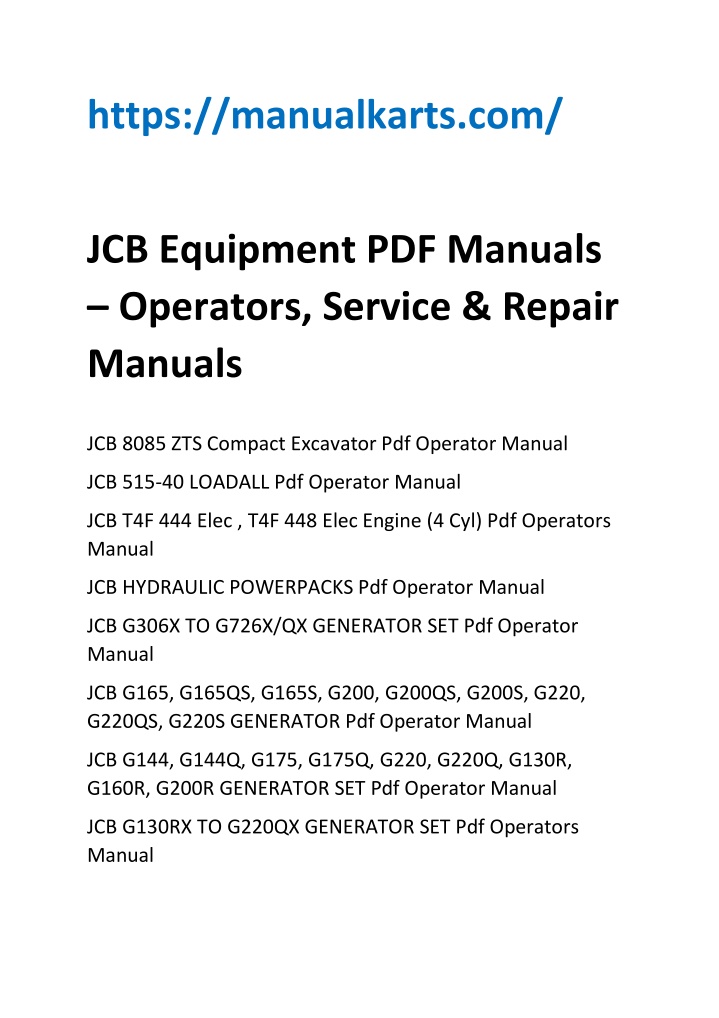 PPT - JCB Equipment PDF Manuals – Operators, Service & Repair Manuals ...