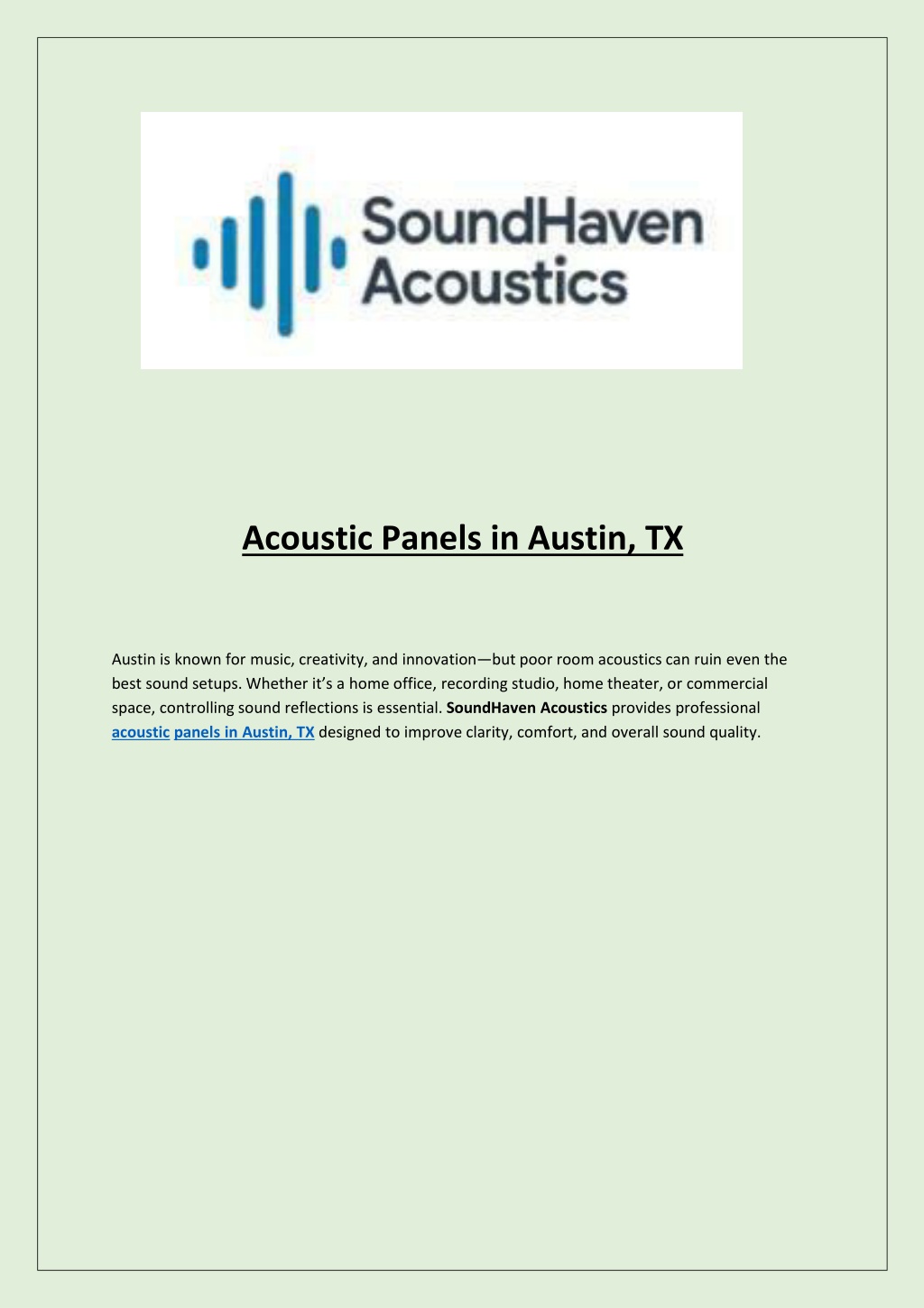PPT - Acoustic Panels in Austin, TX PowerPoint Presentation, free ...