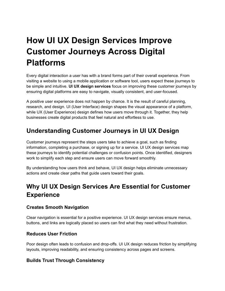 PPT - How UI UX Design Services Improve Customer Journeys Across ...