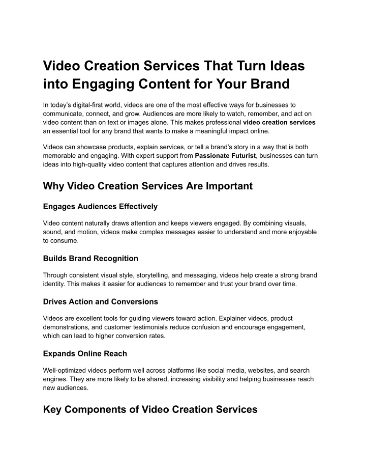 PPT - Video Creation Services That Turn Ideas into Engaging Content for ...