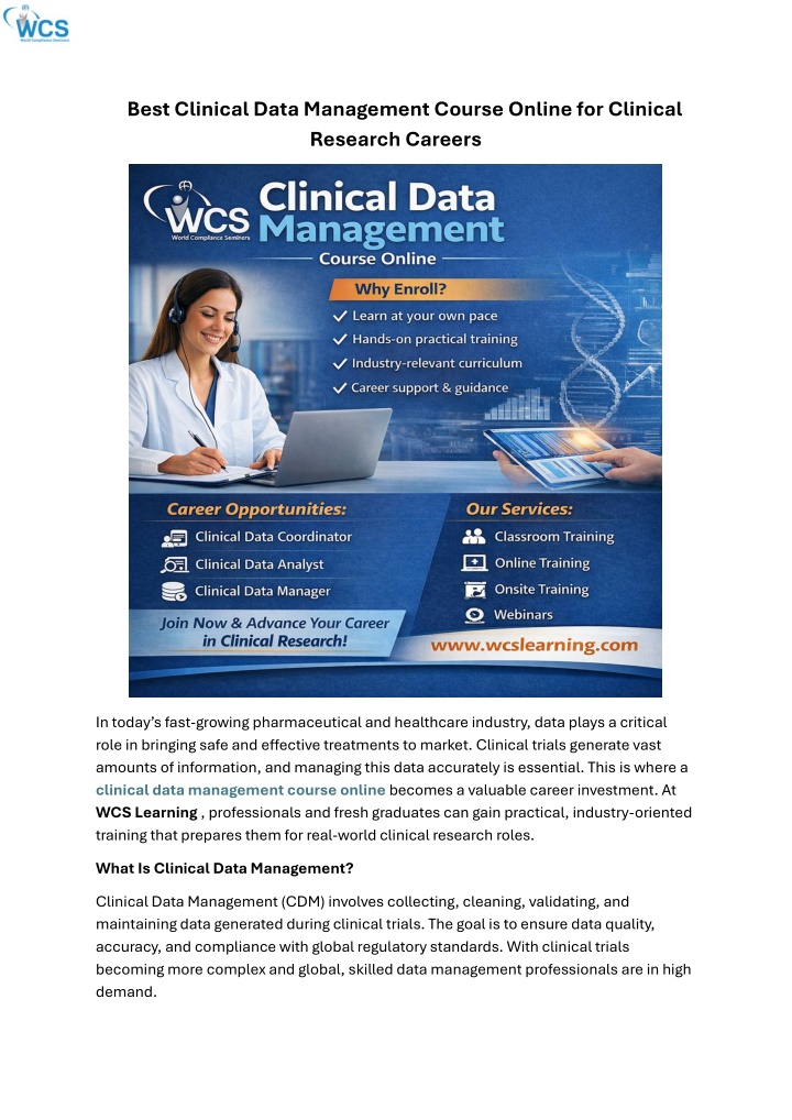 PPT - Best Clinical Data Management Course Online for Clinical Research ...