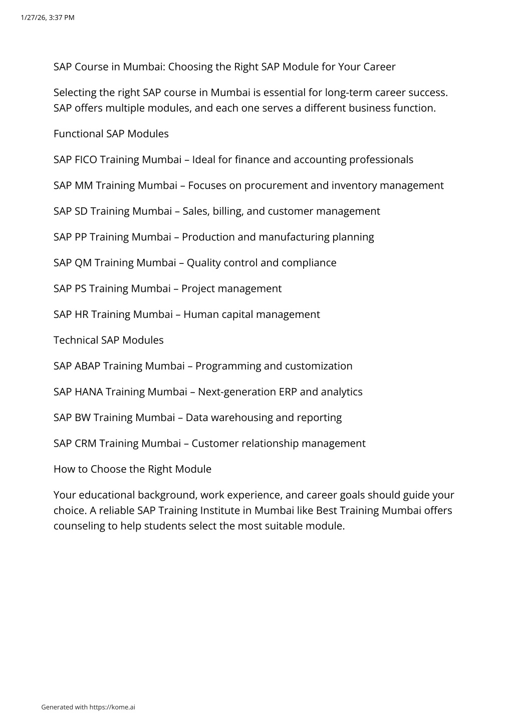 PPT - SAP Course in Mumbai-Choosing the Right SAP Module for Your ...