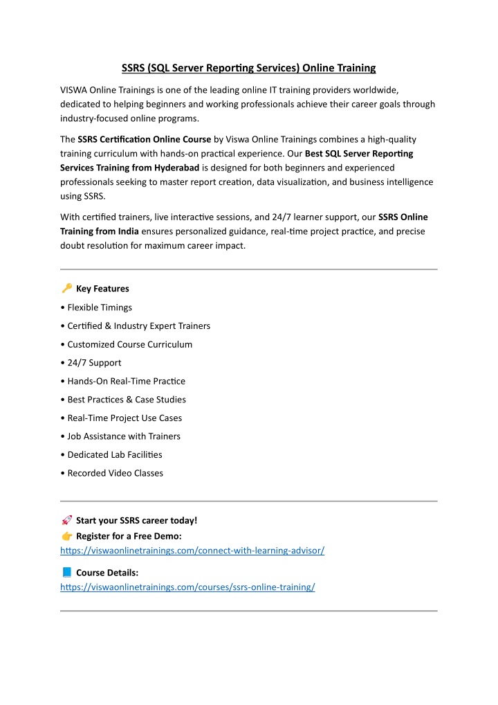 PPT - SSRS Online Training Real-time support from Hyderabad PowerPoint ...