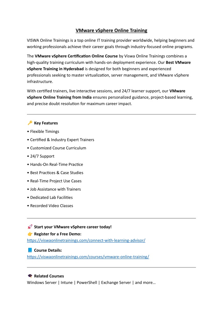 PPT - VMware vSphere Online Training by Real-time Trainer in India ...