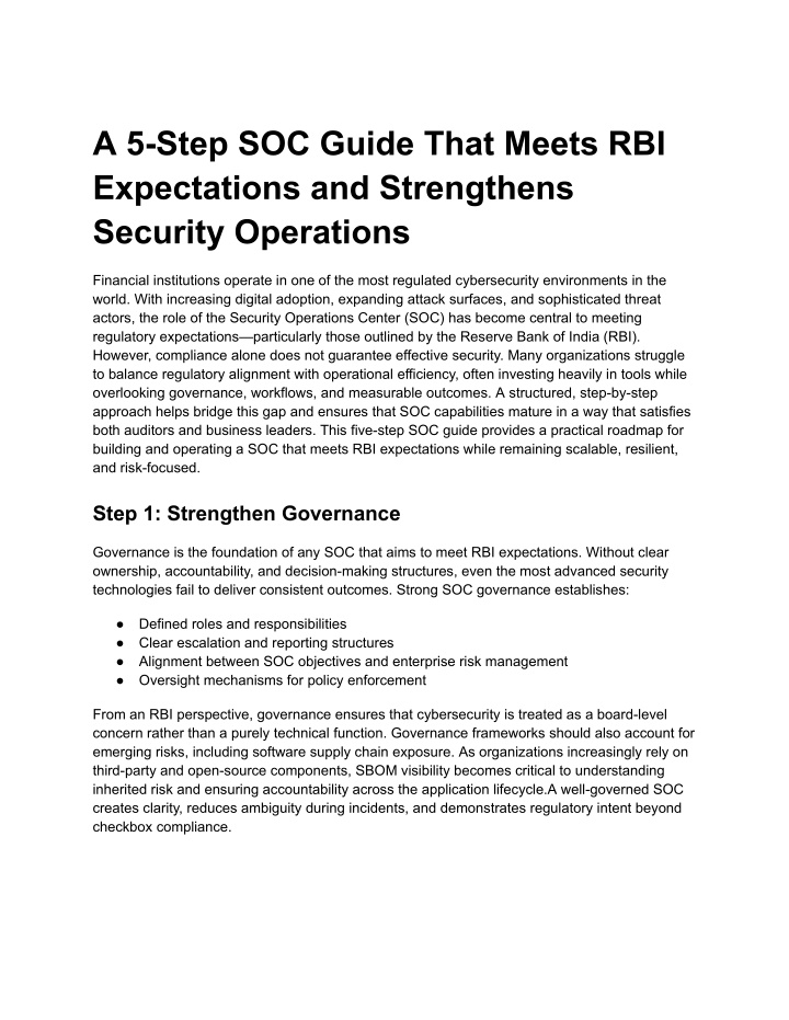 PPT - A 5-Step SOC Guide That Meets RBI Expectations and Strengthens ...