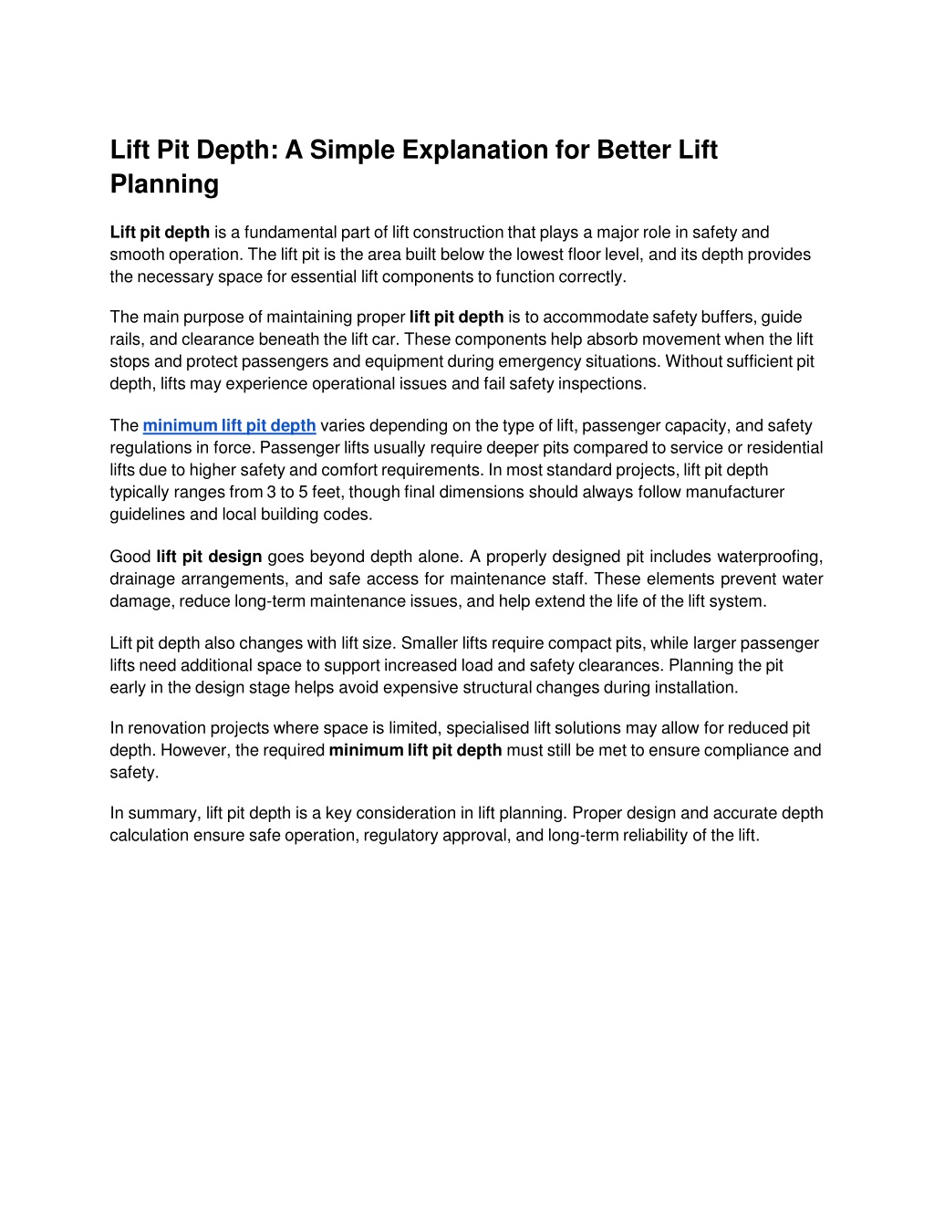 PPT - Lift Pit Depth_ A Simple Explanation for Better Lift Planning ...