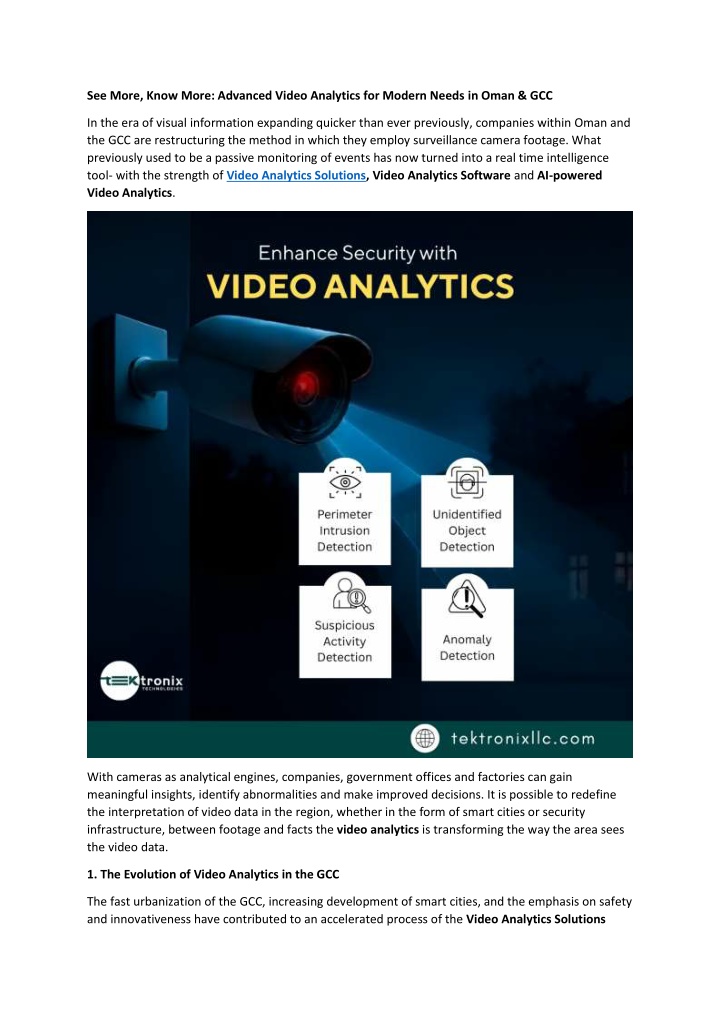 PPT - See More, Know More - Advanced Video Analytics for Modern Needs ...