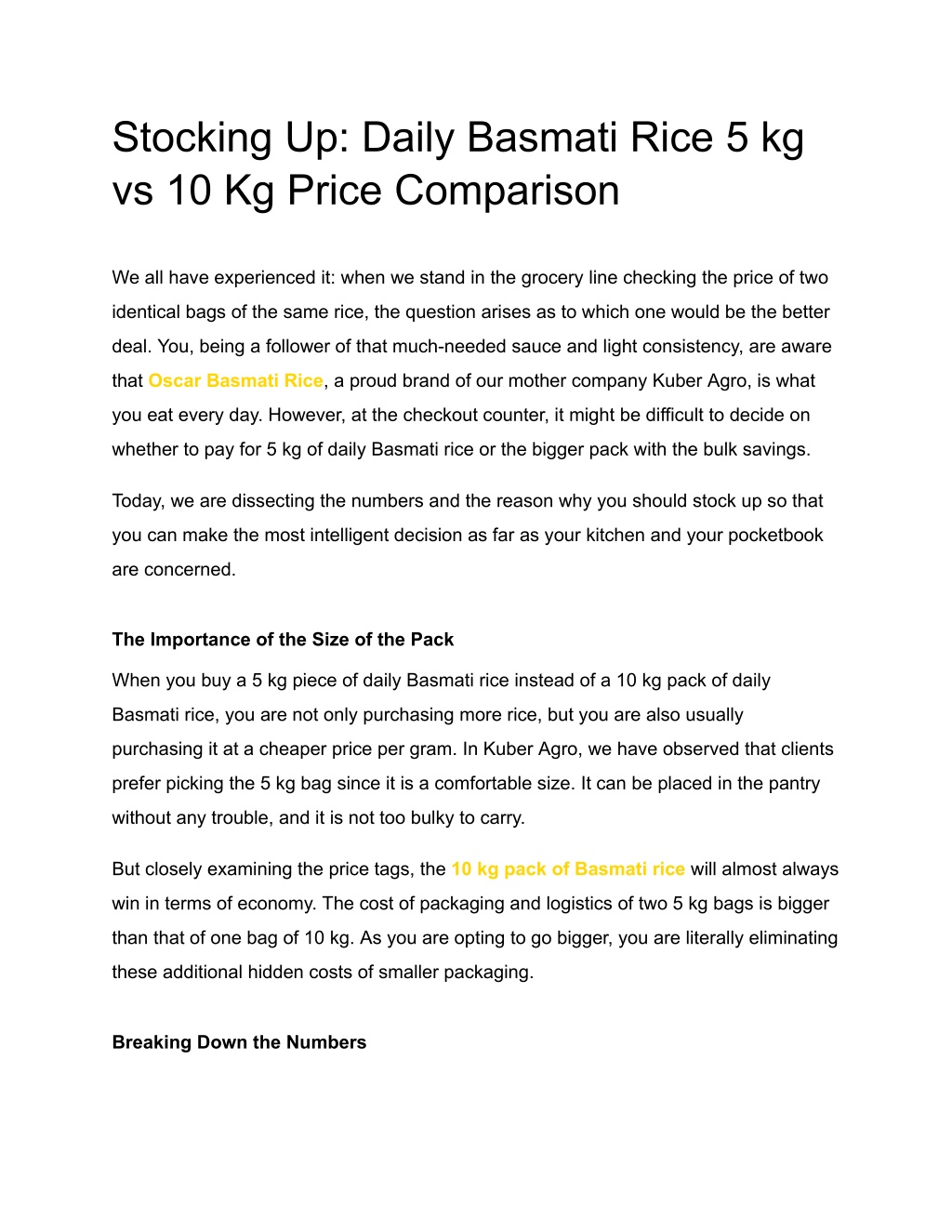 PPT - Daily Basmati Rice 5 kg vs 10 Kg Price Comparison PowerPoint ...