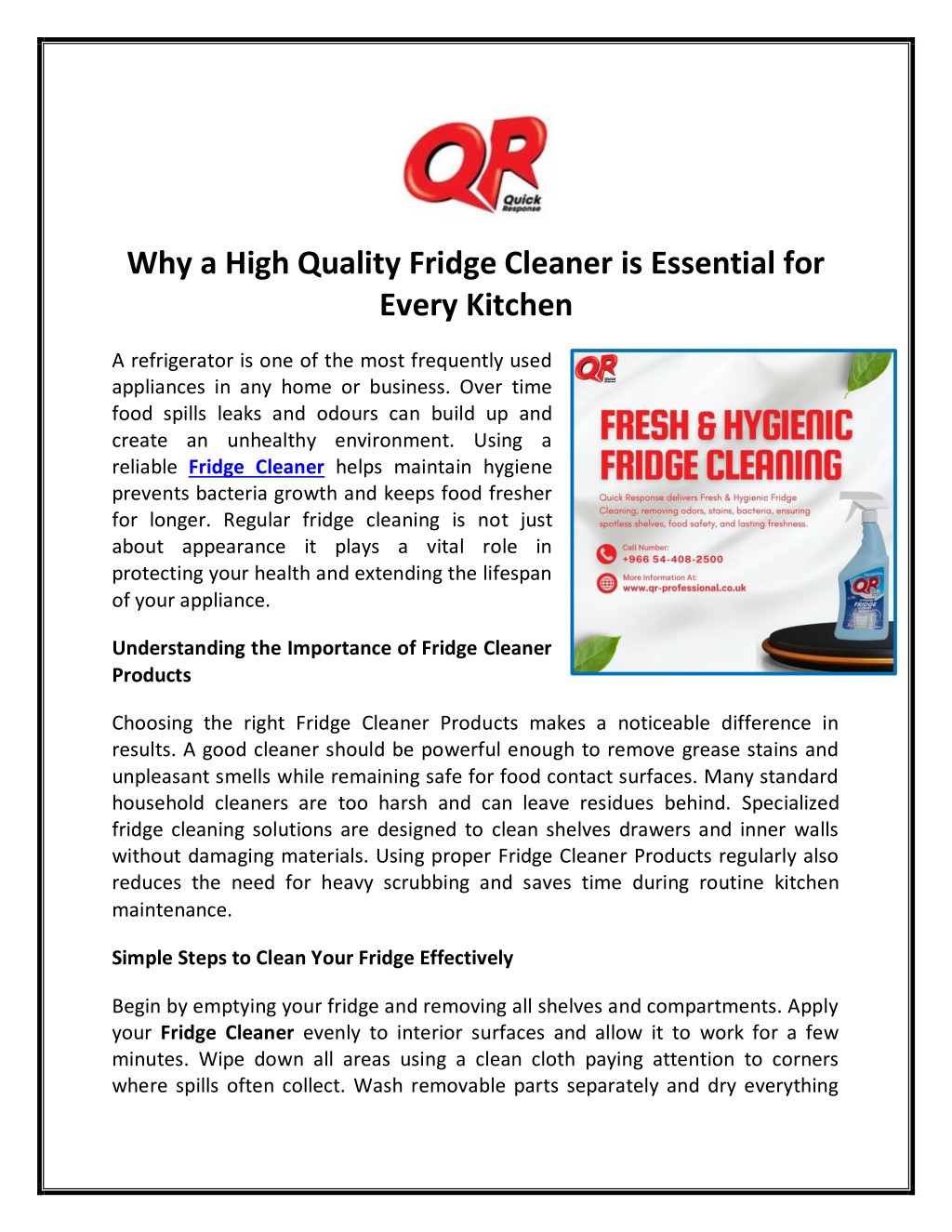 PPT - Why a High Quality Fridge Cleaner Is Essential for Every Kitchen ...