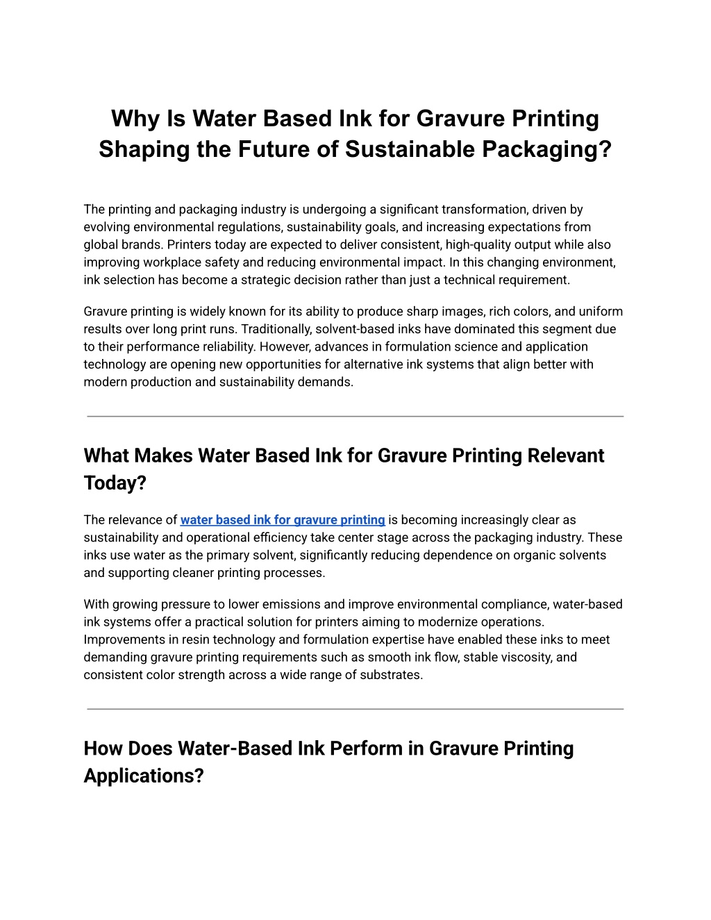 PPT - Why Is Water Based Ink for Gravure Printing Shaping the Future of ...