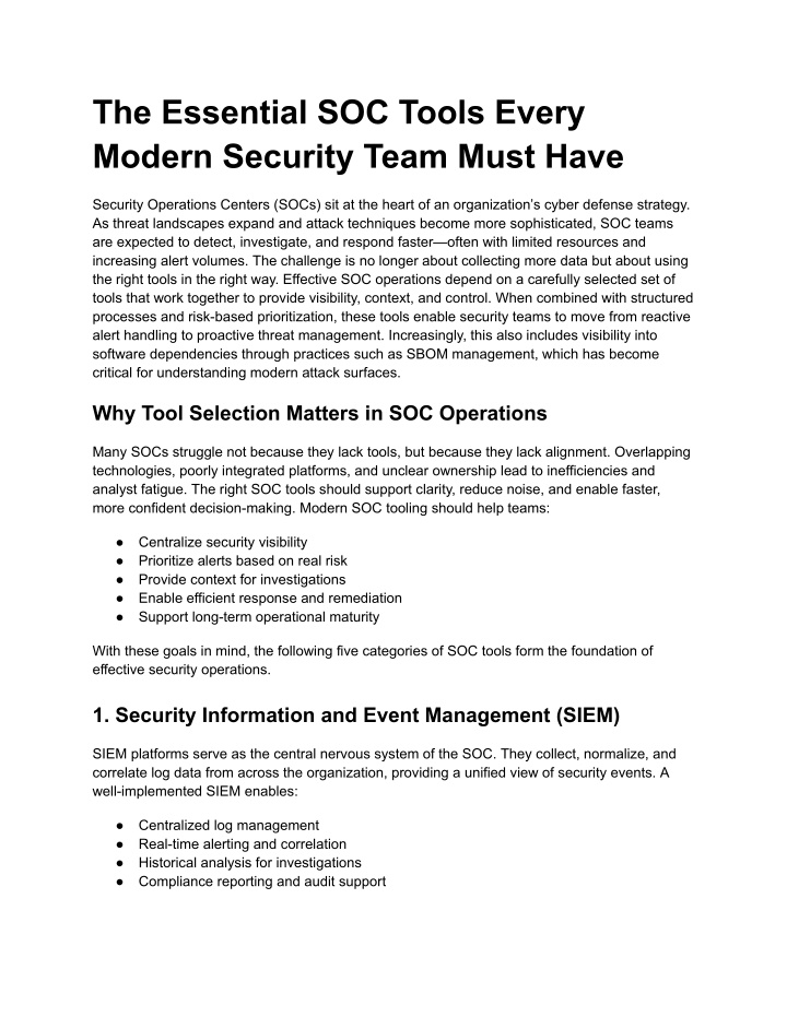 PPT - The Essential SOC Tools Every Modern Security Team Must Have ...
