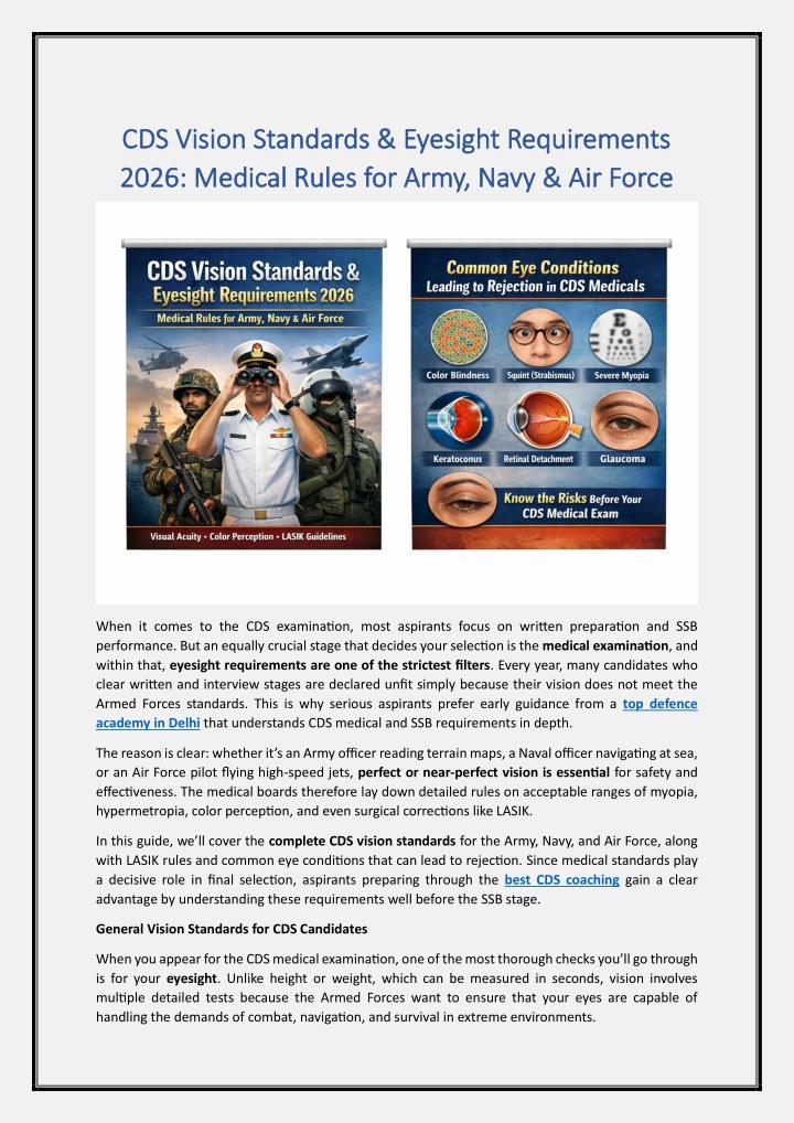 PPT - Best Defence Academy in Delhi for CDS & SSB Preparation – The ...