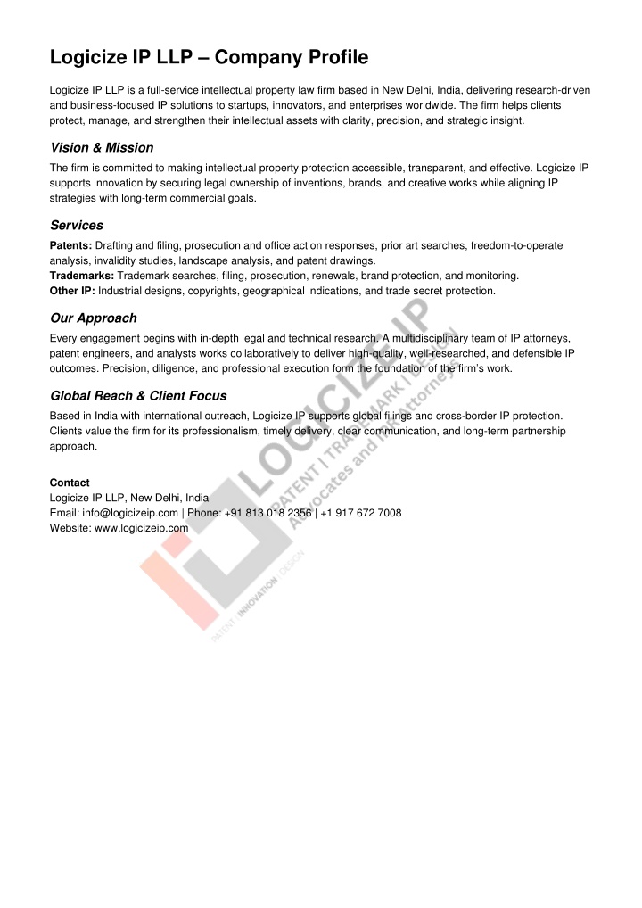 PPT - Logicize IP LLP – Intellectual Property Law Firm PowerPoint ...