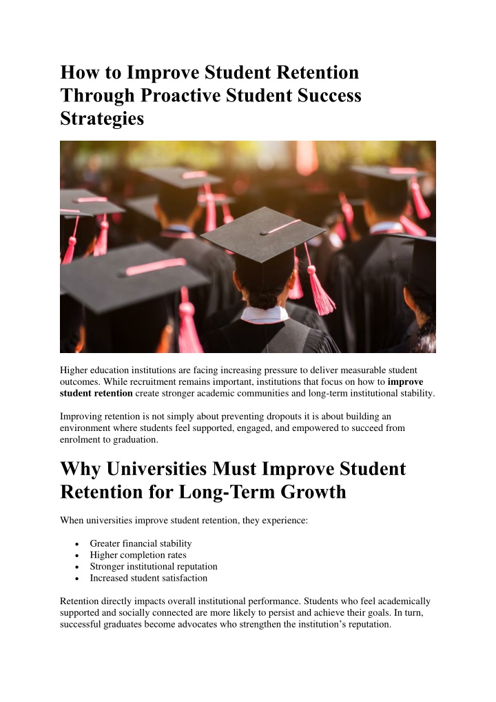 PPT - How to Improve Student Retention Through Proactive Student ...