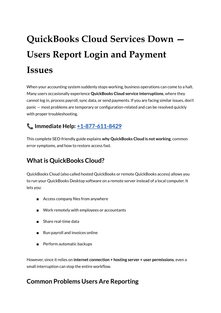 PPT - QuickBooks Cloud Services Down — Users Report Login and Payment ...