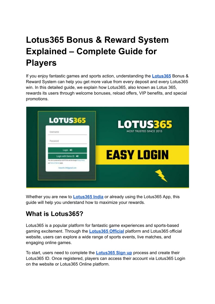 PPT - Lotus365 Bonus & Reward System Explained – Complete Guide for ...