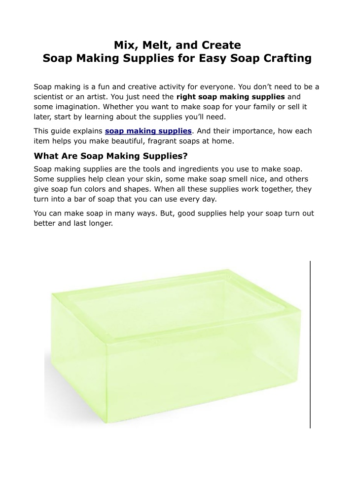 PPT - Mix, Melt, and Create: Mix, Melt, and Create: Soap Making ...