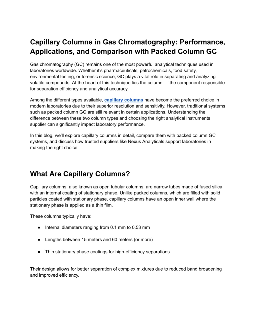 PPT - Capillary Columns in Gas Chromatography_ Performance ...
