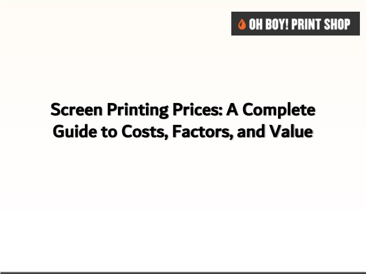 PPT - Screen Printing Prices A Complete Guide to Costs, Factors and ...