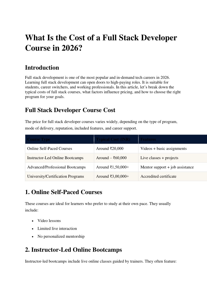 PPT - What Is the Cost of a Full Stack Developer Course in 2026_Credo ...