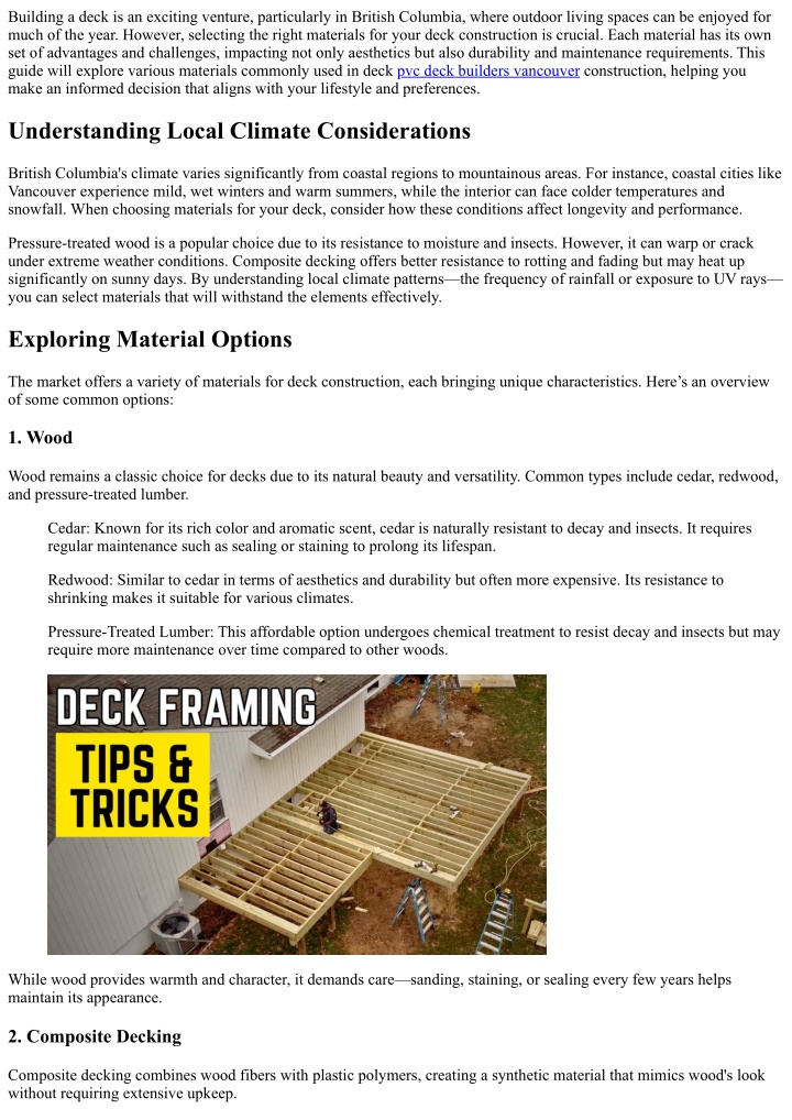 PPT - How to Choose the Best Materials for Your New deck Construction ...