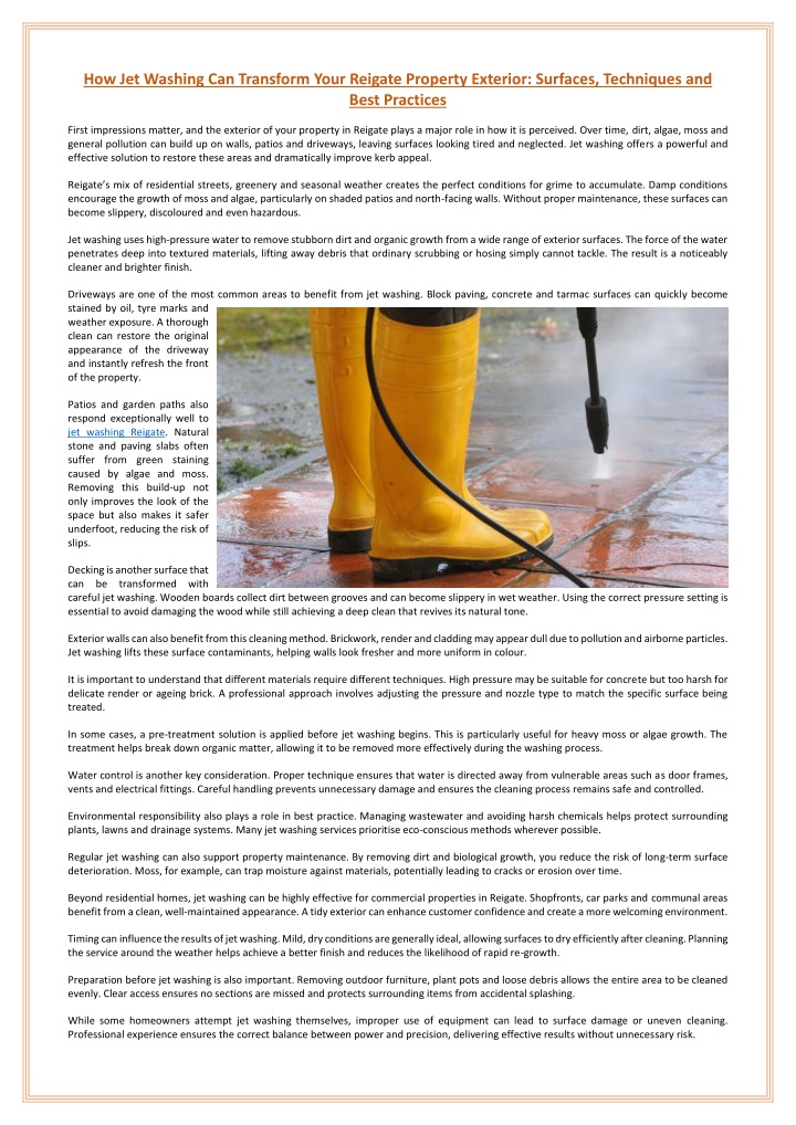 PPT - How Jet Washing Can Transform Your Reigate Property Exterior ...