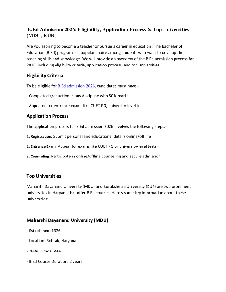 PPT - B.ED Admission 2026 pdf PowerPoint Presentation, free download ...