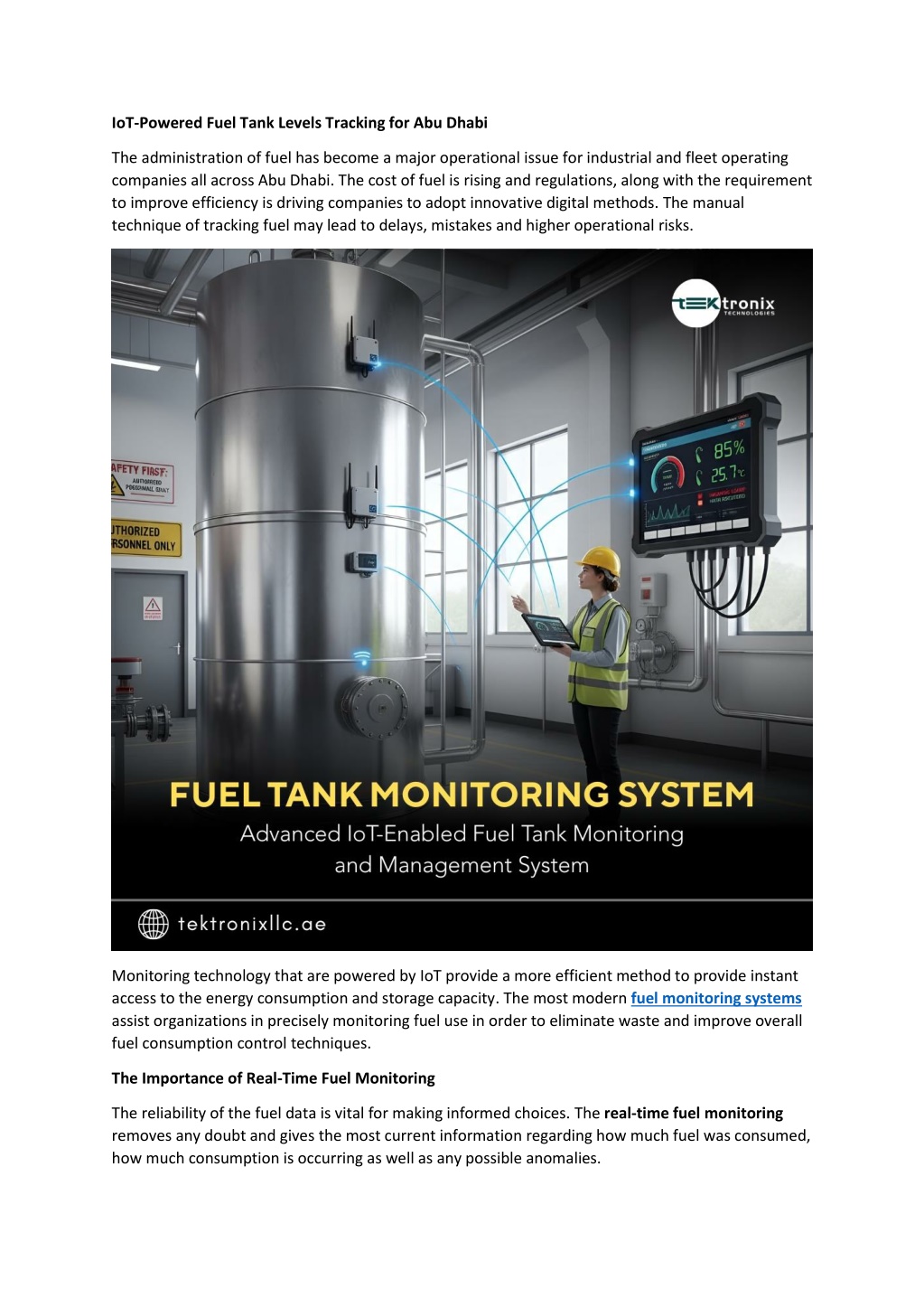 PPT - IoT-Powered Fuel Tank Levels Tracking for Abu Dhabi PowerPoint ...