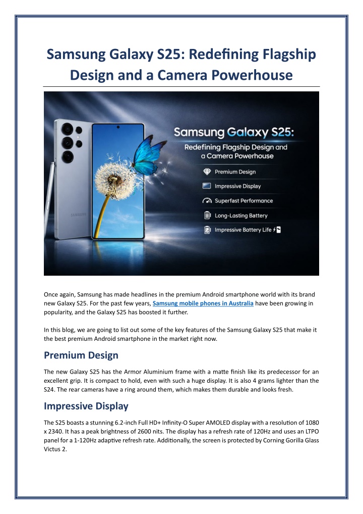 PPT - Why Is Samsung Galaxy S25 Leading the Premium Android Market ...