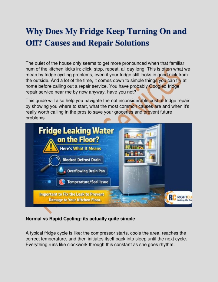 PPT - Why Does My Fridge Keep Turning On and Off Causes and Repair ...