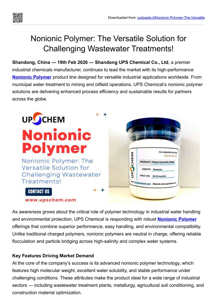 PPT - Nonionic Polymer The Versatile Solution for Challenging ...