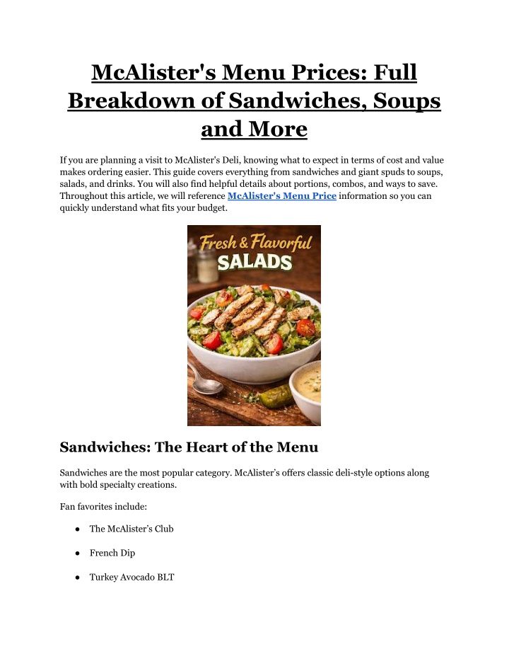 PPT - McAlister's Menu Prices_ Full Breakdown of Sandwiches, Soups and ...