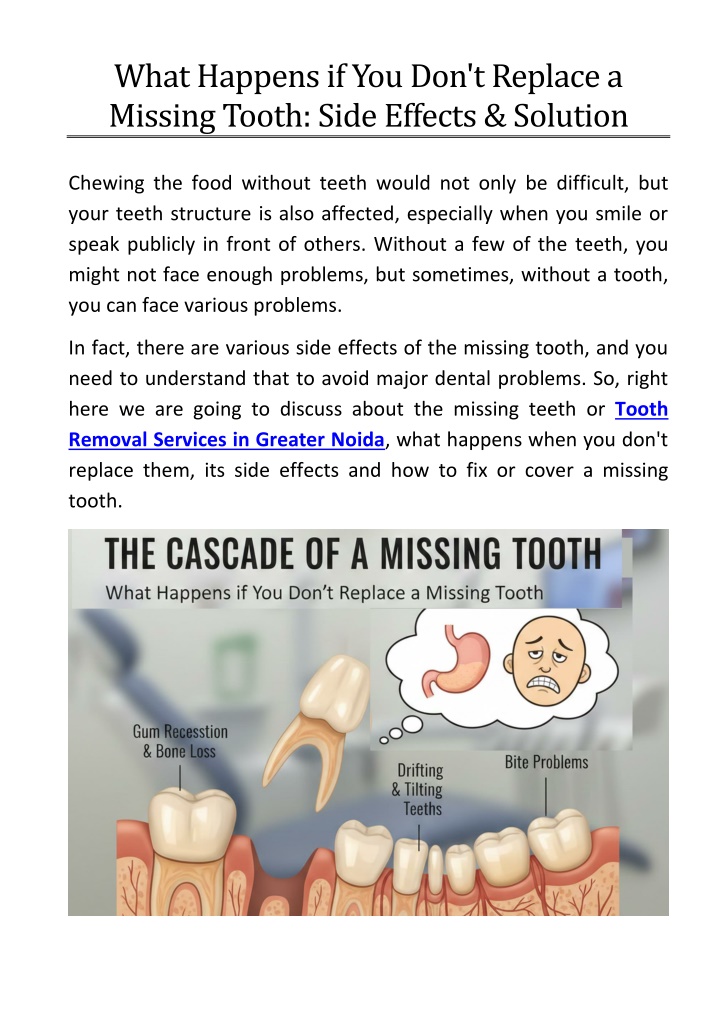 PPT - What Happens if You Don't Replace a Missing Tooth? PowerPoint ...