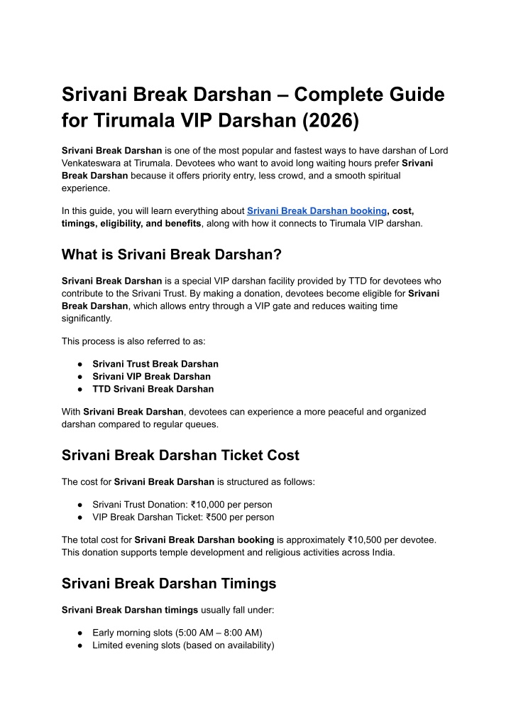 PPT - Srivani Break Darshan – Complete Guide for Tirumala VIP Darshan ...