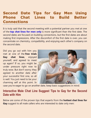 PPT - Second Date Tips for Gay Men Using Phone Chat Lines to Build ...