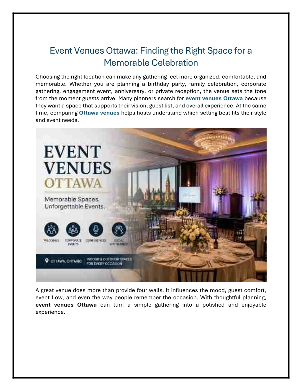 PPT - Event Venues Ottawa Finding the Right Space for a Memorable ...